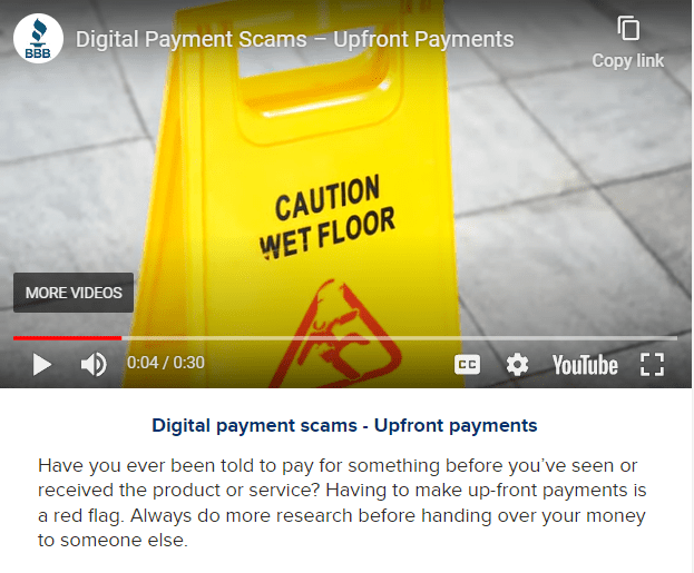 Video: Digital Payment Scams-Upfront Payments – BBB Institute For ...