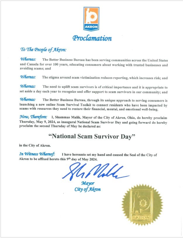 Scam Survivor Day proclamations and events – BBB Institute For ...